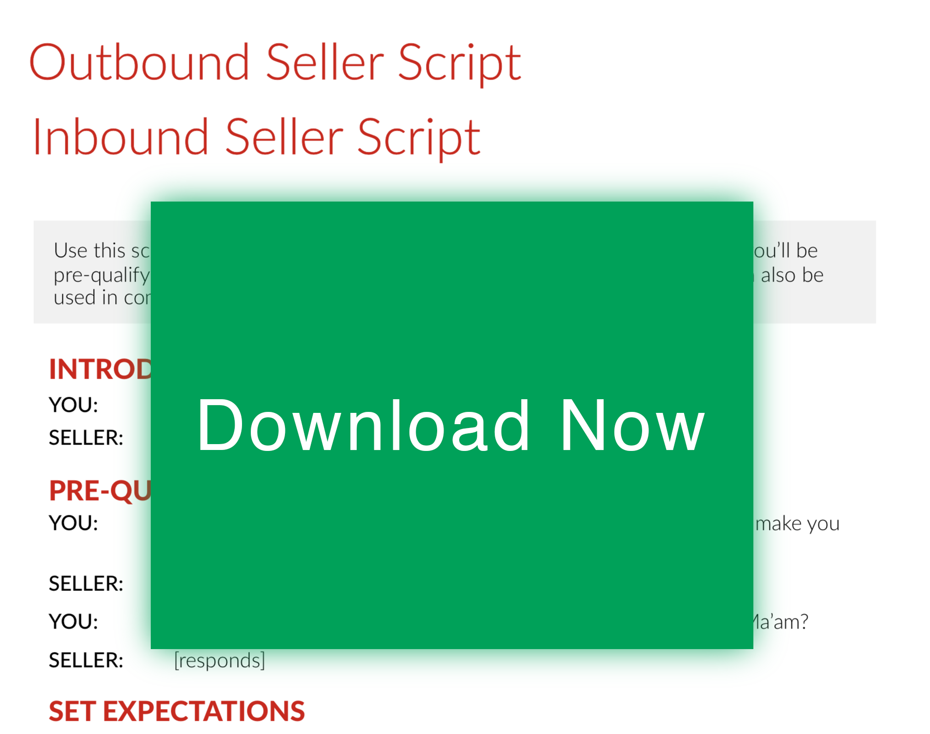 Real Advisors Inbound & Outbound Seller Script